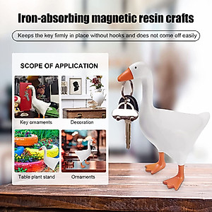 Magnetic Key Holder,Cute Goose Resin Statue Home Decor,Animal Figurines Keys Holder, for Keys,Glasses, Bells,Kawaii Room Table Desk Decor Sculpture Funny Bedroom Decor Housewarming Gift (Orange)