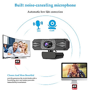 SYVI Webcam, Webcam with Microphone,Full 480P HD Video Webcam, Support 3D Denoising and Automatic Gain,USB Computer Webcam,for Video Calls Online Classroom,Black