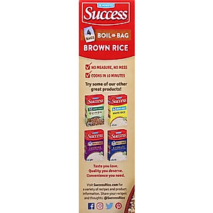 Success Boil-in-Bag Rice, Brown Rice, Quick and Easy Rice Meals, 14-Ounce Box