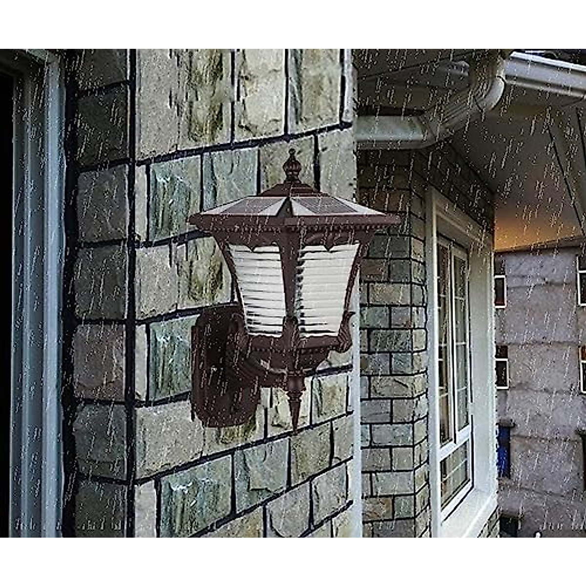 MADBLR7 Aluminum Solar Outdoor Wall Light with Glass Lantern Antique Wall Sconce Outdoor Lamp Waterproof Porch Light for Garage Front Door