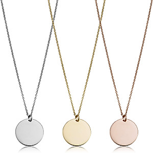 Kooljewelry 14k Yellow Gold 10 mm Round Disc Adjustable Length Necklace (adjusts to 17 or 18 inch) - Minimalist Jewelry for Women