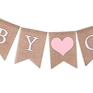 Sweet Baby Girl Burlap Banner - Sweet Baby Boy Shower Decorations, Rustic Baby Shower Decorations, Photo Decoration Props (Sweet Baby Girl Pink)