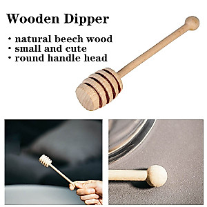 Rwaken Glass Honey Jar with Wooden Dipper and Glass Lid,Honey Pot Dispenser for Store Honey and Syru,10 Ounces