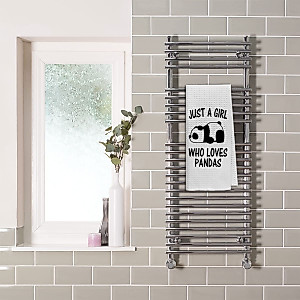 Dibor Just A Girl Who Loves Pandas Kitchen Towels Dish Towels Dishcloth,Funny Panda Decorative Absorbent Drying Cloth Hand Towels Tea Towels for Bathroom Kitchen,Panda Lovers Girls Women Gifts