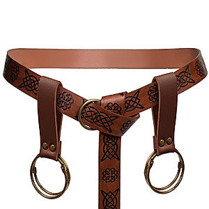 SUMGOGO Skirt Hikes Renaissance Medieval Keyring Belt Hook Loop Wrist Waistband Accessory Ren Faire LARP Cosplay Costumes (Brown With Belt)