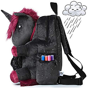 Corimori 1857""Ruby" The Punk Unicorn Schoolbag Backpack, Girls/Women, Black Plush Laptop Bag 15 Inches