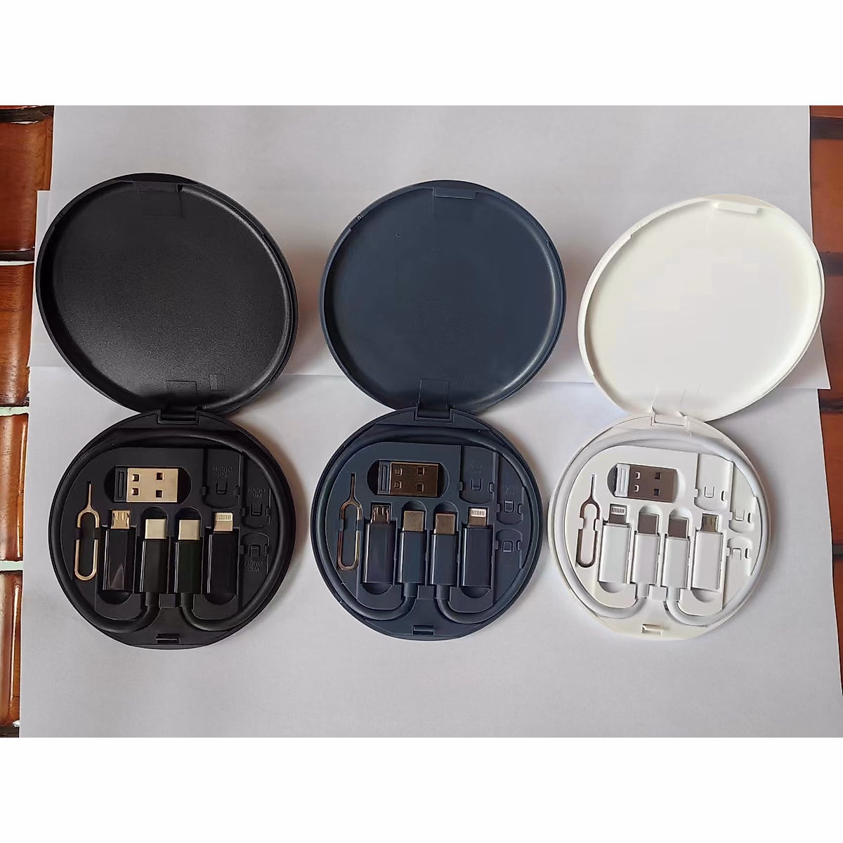 Generic 6 in 1 USB Adapter Cable Conversion Storage Box, Blue