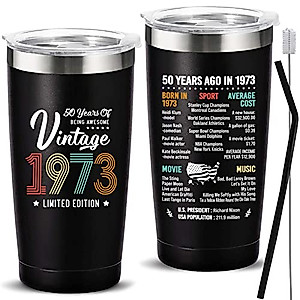 LEJIAJINW 50th Birthday Gifts for Women or Men, Turning 50 Year Old Birthday Gifts, 50s Birthday 50th Anniversary Decorations 50th Fiftieth Presents Tumbler Cup