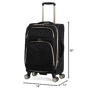 Kenneth Cole REACTION Chelsea Chevron Quilted Luggage, Black, 20-Inch Carry On