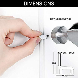 Cable Clips - CableGeeker 100 Pieces Ethernet Cable Clips with Nails 8mm Cord Holder for Cat6 Cat7 Flat Ethernet Cable (White)