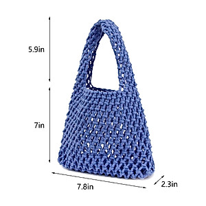 Naimo Straw Beach Bag Woven Rattan Shoulder Bag Fishing Net Handbag Cotton Rope Tote Summer Crochet Hobo Bag