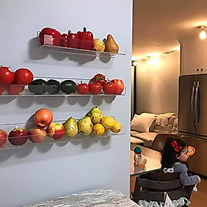 Acrylic Floating Wall Shelves 2 Pack Kids Bookshelf 24 Inch, Wall Mounted Invisible Ledge Shelf, Spice Rack, 4MM Thick Clear Bathroom Storage Shelves Display Organizer Toy Picture with 6 Screws