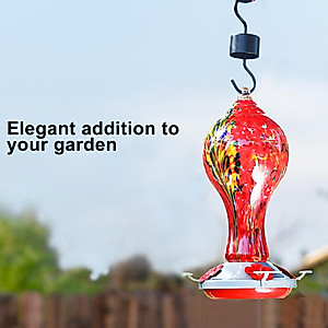 Digipettor Hummingbird Feeders for Outdoors, Hanging Glass Hummingbird Feeder Anti-Ant and Bee Metal Base with 4 Feeding Leak Proof Garden Decor, 25 Oz for Easy Cleaning and Presents-Blue