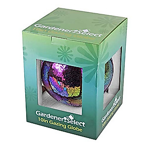 Gardener Select (16BFG05) Mosaic Glass Gazing Globe - Decorative Glass Gazing Globe/Ball/Sphere Lawn Ornament for Gardens (10 Inch, Red/Purple)