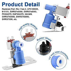 WR57X10033 riv-11ae-2 Refrigerator Icemaker Water Inlet Valve Compatible with G-E Hot-point Ken-more 1/4" Inlet Fitting Icemaker Water Inlet Valve Replaces WR57X0093-1 Year Warranty By Fetechmate