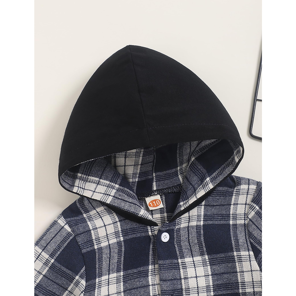 Fuermos Toddler Baby Boys Clothes Flannel Lattice Button Down Hooded Tops +Pants Boys Fall Winter Outfits(5-6T)