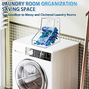 Laundry Pods Container, Acrylic Dishwasher Pods Container Laundry Pod Holder with 2 Lids, Candy Dispenser, Dishwasher Pod Holder Organization for Home, Laundry Room, Kitchen Stand or Wall Mount