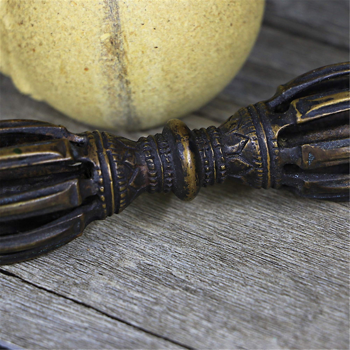 Gandhanra Powerful Vintage Tibetan Buddhism Dharma Ritual Vajra Dorje,Nine-pronged Phurba,Tantric Energy Device, Handmade in Nepal,Black Color
