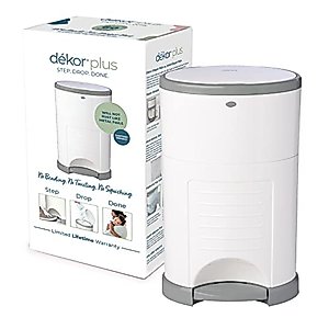 Dekor Plus Hands-Free Diaper Pail | White | Easiest to Use | Just Step – Drop – Done | Doesn’t Absorb Odors | 20 Second Bag Change | Most Economical Refill System |Great for Cloth Diapers