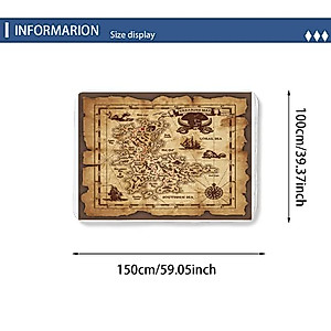 XYHH Area Rug Super Detailed Treasure Map Grungy Rustic Pirates Gold Secret Sea History Theme for Living Room Dining Bedroom playroom Parent-Child Game mat Study Office Decor LTH, White 2, 39x60in