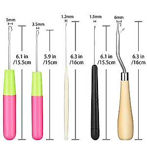 13 Pieces Dreadlocks Tool Set Includes 5 Pieces Latch Hook Crochet Needles, 3 Pieces Dreadlocks Crochet Hook and 5 Pieces Locking Hair Extensions Tool for Locs, Sisterlocks, Easyloc Hair