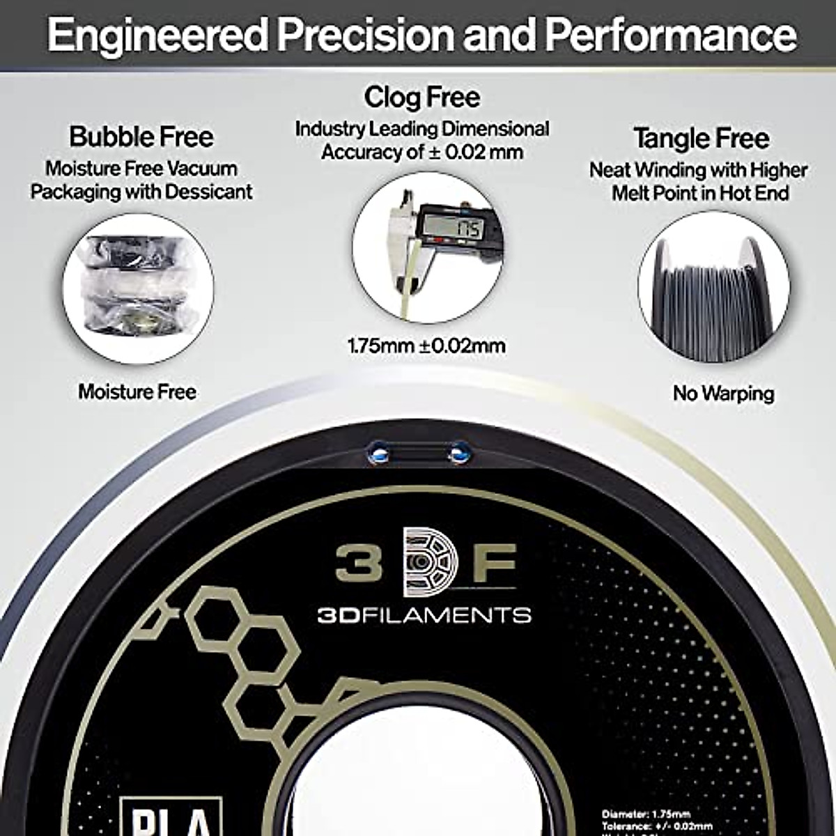 3DF Printing Filament – PLA 1.5KG X 3 Bundles of 3D Filaments for FDM 3D Printers | Filament 1.75mm | Dimensional Accuracy +/- 0.02mm | 0.5kg (1.1lbs) Spool | Pack of 9