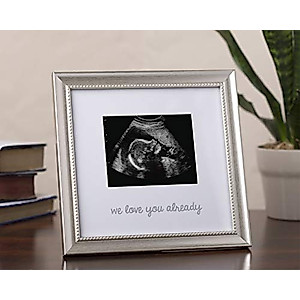 Lil Peach We Love You Already Sonogram Keepsake Frame, Perfect Keepsake for Expecting Parents, Pregnancy Announcement, Silver