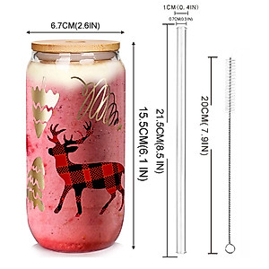 ANOTION Halloween Mugs - 18oz Halloween Ghost Decorations Glass Cups Tumbler for Iced Coffee, Glassware Cookie Jar Decor Gift Drinking Water Bottles