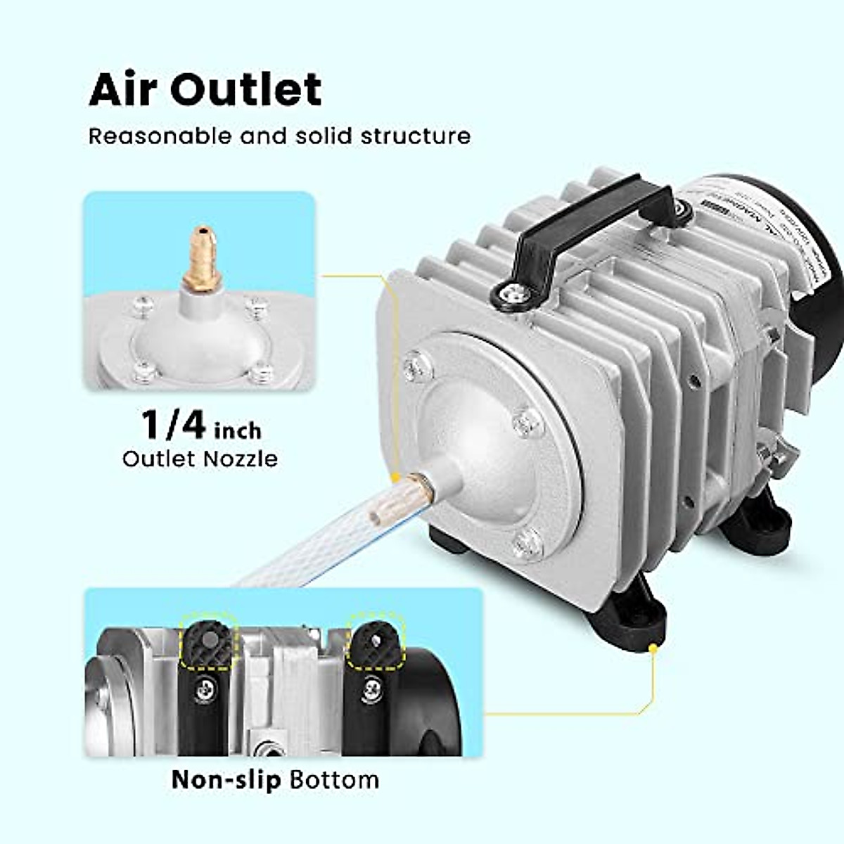 VIVOHOME Electromagnetic Commercial Air Pump, 32W 950GPH 6 Outlets for Aquariums, Fish Tank and Hydroponic Systems