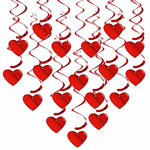 Valentines-Day Red Heart Swirls Party-Decorations - 18Pcs Romantic Special Night Galentines Hanging Streamers Garland, Girl Wedding Anniversary Baby Bridal Shower Birthday Decor Supplies Hugtmr