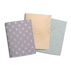 Southworth Premium Journal Set (3pk), 6.5”x 8.5”, Ethereal Geometrics (3 Coordinating Designs), Premium 28lb/105gsm Paper, Flex Journals, 32 Ruled Sheets/64 Pages Per Journal (91071)