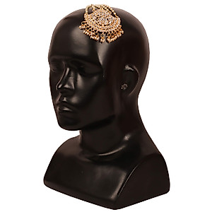 Touchstone Indian Bollywood Pretty Magical Floral Handcrafted Indian Mughal Kundan Look Faux Pearls Hangings Head Enhancing Bridal Designer Jewelry Jhoomer in Gold Tone for Women.