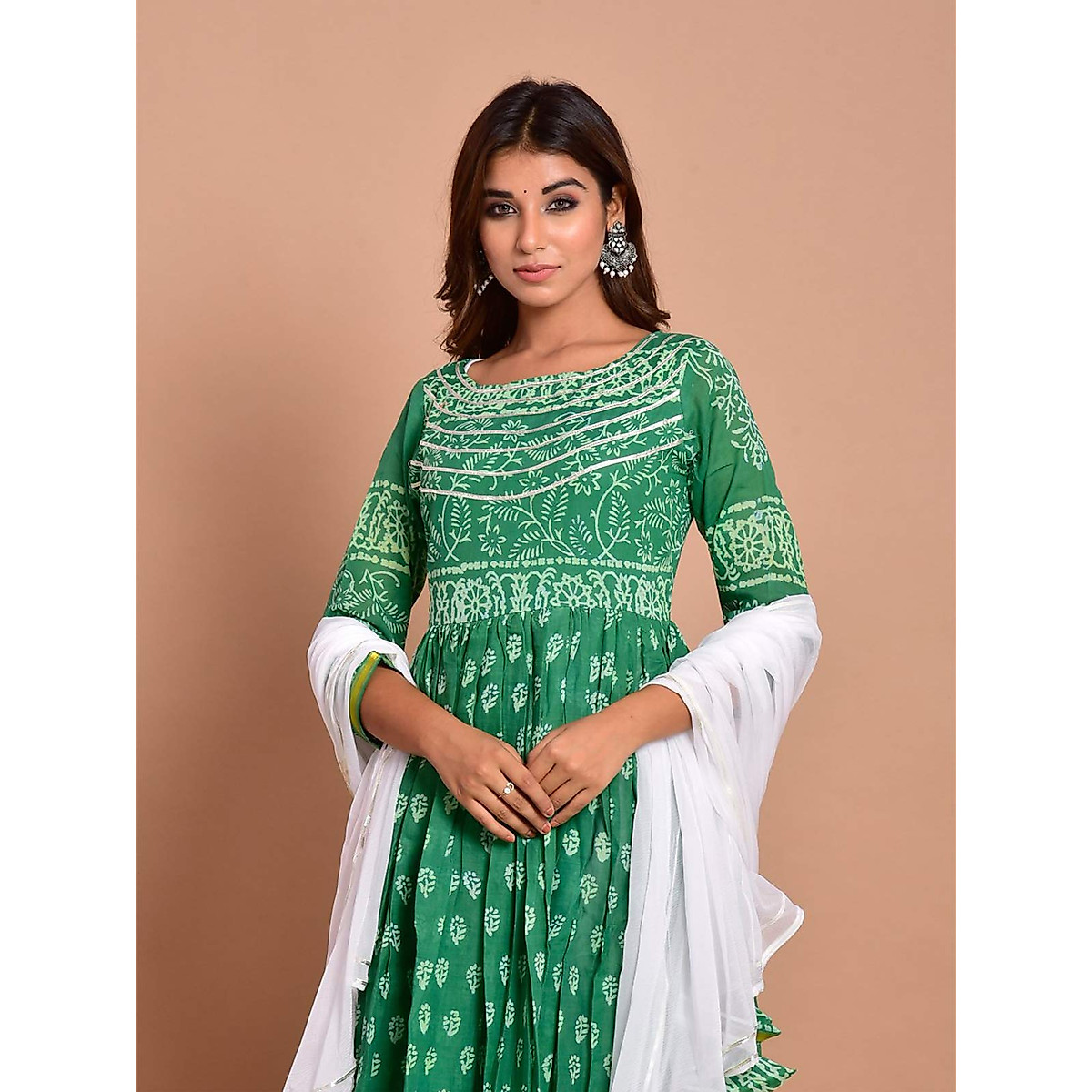 Indian Kurti for Womens With Dupatta | Rayon Printed Kurta Kurtis Dress For Women Tops Tunic Green