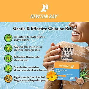 Newton Bay Swimmers Soap | All Natural Body and Face Wash Soap Bar | Gently Washes Away Chlorine After Swimming | Revitalizes Sensitive Skin | 2-Pack of 4 Ounce Soap Bars