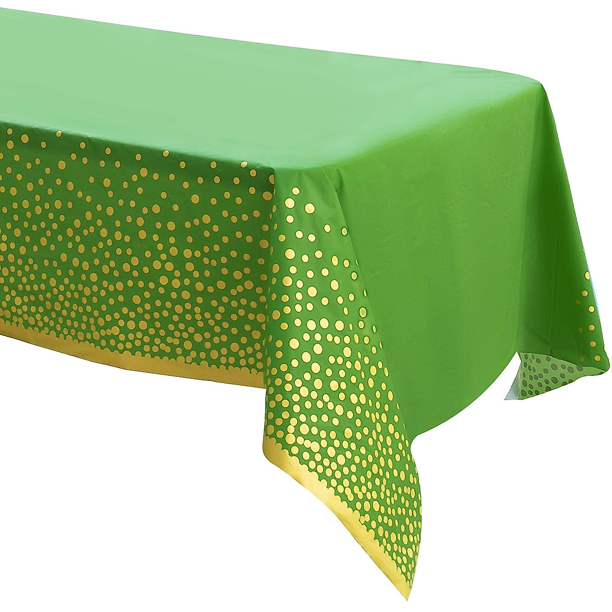 ZULADISE 2 Pack Green Plastic Tablecloth Green and Gold Table Cloths for Parties Disposable Table Cover Party Decorations for Birthday, Christmas (Premium Quality - 54 x 108 in.)