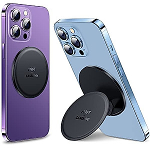 CASEKOO Vegan Leather MagSafe Grip Stand [All in 1] Ergonomic Design for iPhone 14, 13, 12 Pro/Max/Plus - Black