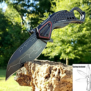 8" Karambit Open Folding Pocket Knife Black Red Tactical Outdoor Survival Hunting Knife for Camping by Survival Steel