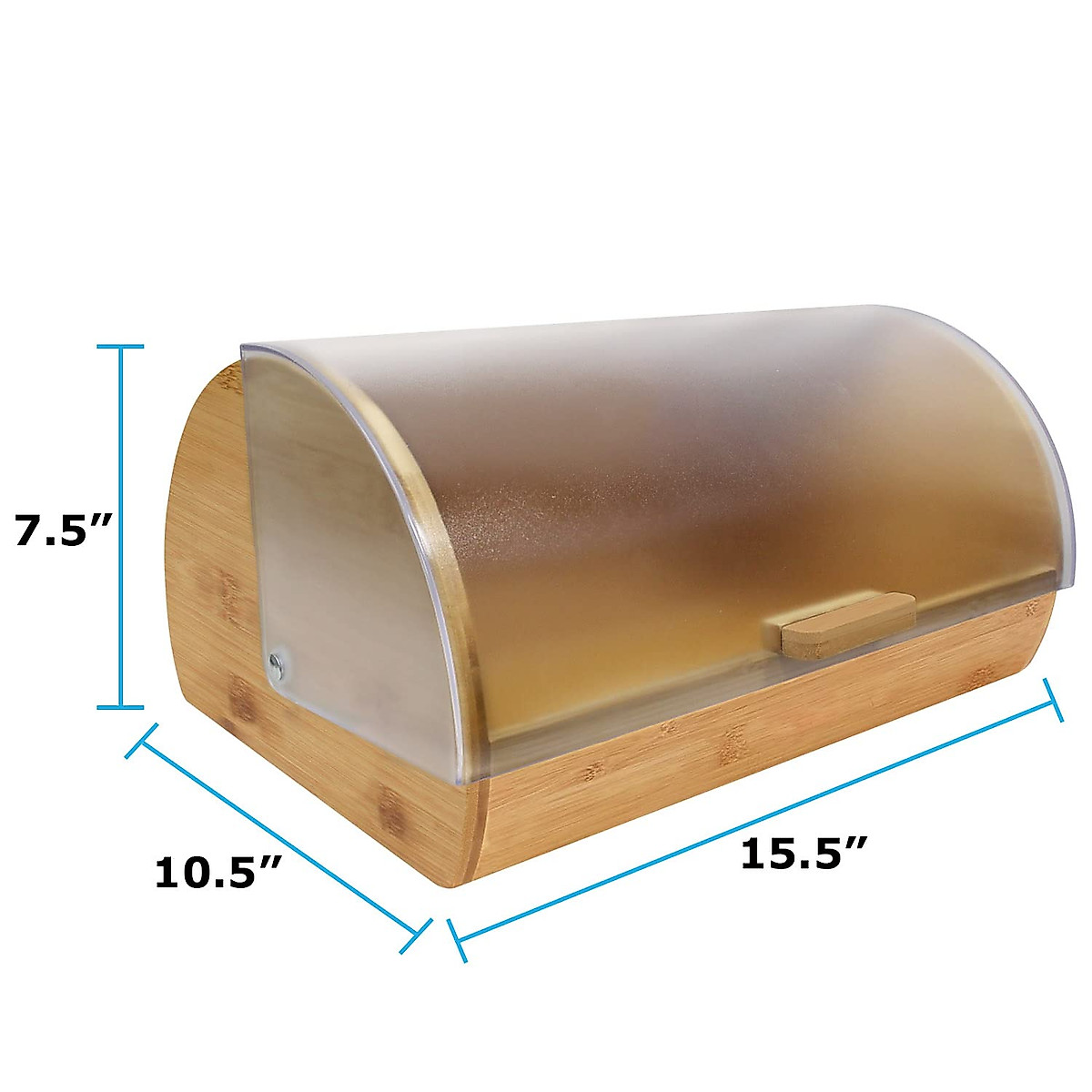 Bread Box, Bamboo, Large Storage, Acrylic Easy Glide Cover with Handle