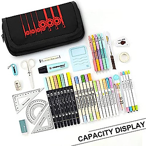 Fly Fishing American Flag Large Capacity Pencil Case Multi-Slot Pencil Bag Portable Pen Storage Pouch with Zipper