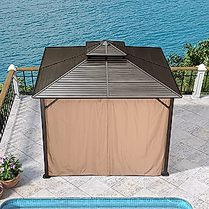 SUN RDPP Outdoor Hardtop Gazebo, Galvanized Steel Double Vented Roof Pergolas Aluminum Frame with Netting and Curtains, for Patios