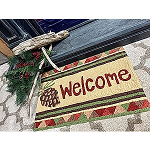 Pine Cone Welcome Machine Washable 20" x 30" Jellybean Accent Rug