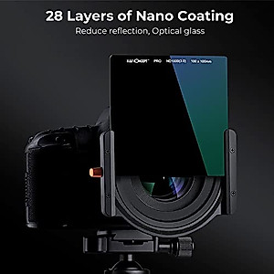 K&F Concept 100x100mm Square ND Filter Kit ND1000 (10 Stop) + 1x Filter Holder + 8 x Filter Rings with 28 Multi-Layer Coatings Compatible with Canon Nikon Camera Lens