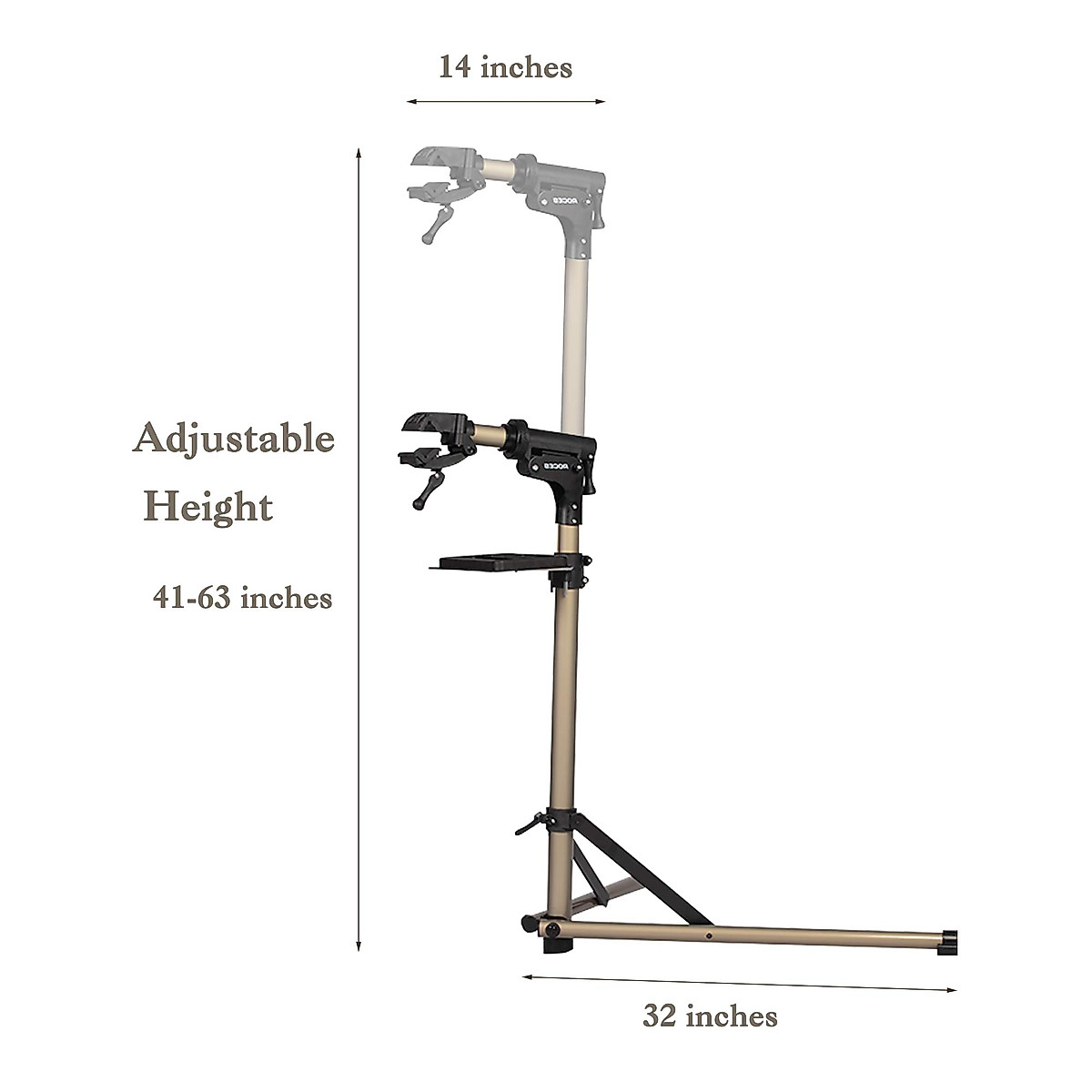 LONABR Adjustable Bike Repair Stand Foldable Bicycle Mechanics Stand Portable Bike Workstand for Home or Professional Team Use with Plate Tools Holder Support 60LBS