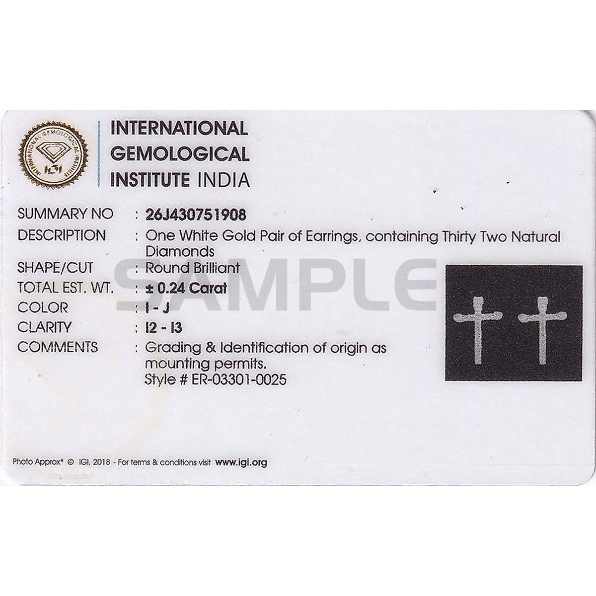 1/4 Carat Diamond Hoop Earrings with Cross Sign in 10K Rose Gold