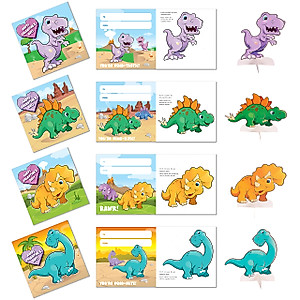 28-Pack Pop Out Dinosaur Valentines Day Cards with Envelopes & Sticker I Valentines Day Cards for Kids School I Valentines Day Gifts for Kids Party Favor I Exchange Valentines Cards for Kids Classroom