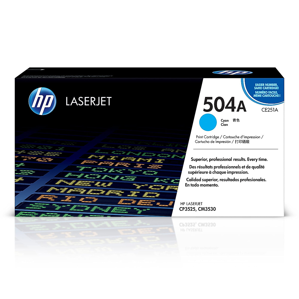 Original HP 504A Cyan Toner Cartridge | Works with HP Color LaserJet CM3530, CP3525 Series | CE251A