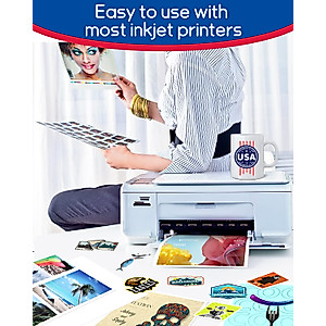 Sticker Paper Printable Vinyl for Inkjet Printer 80 Matte and 80 Glossy Quick Drying Waterproof Decals Self-Adhesive Tear resistance Non-residue Label Vivid Color Letter 8.5x11 In for Craft Laser