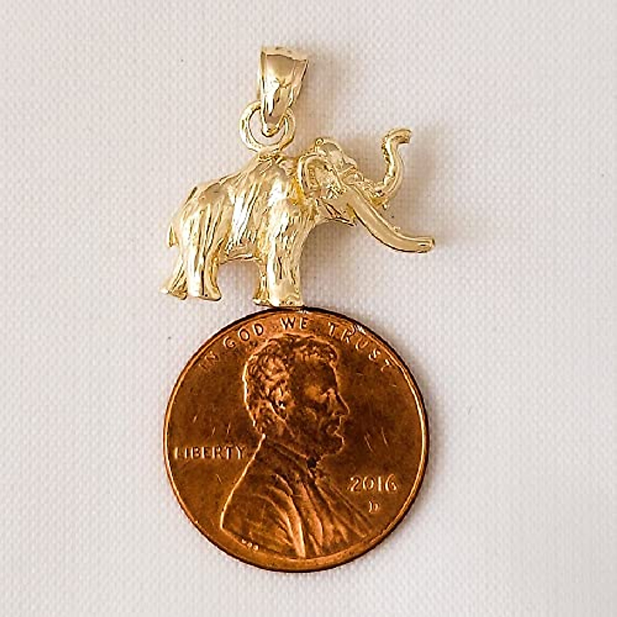SURANO DESIGN JEWELRY 14k Yellow Gold Woolly Mammoth 3D (3 Dimensional) Solid Pendant, Made in USA