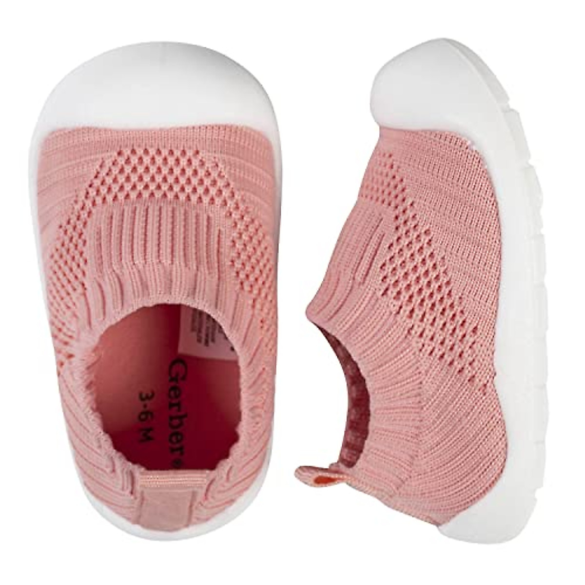 Gerber Unisex Baby Baby Toddler Boy and Girl Stretchy Knit Slip-On Sneaker Pink 6-9 Months