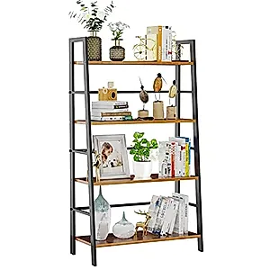 Oapety Bookshelf, 4-Tier Ladder Shelf Bookcase, Industrial Standing Shelf Storage Rack Storage Organizer Plant Stand, Open Display Shelves for Living Room, Kitchen, Bedroom, Home Office, Balcony…88